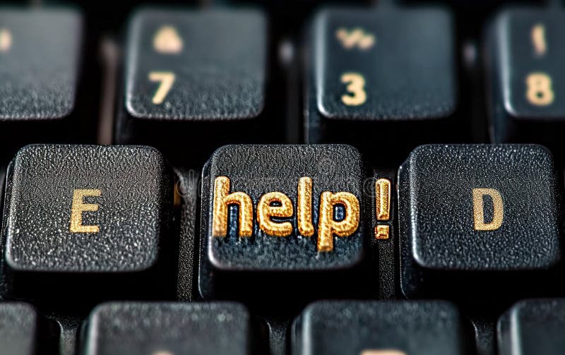 AI-Generated Image: Computer Keyboard with "Help!" Key Stock ...