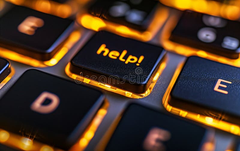 AI-Generated Image: Computer Keyboard with "Help!" Key Stock ...