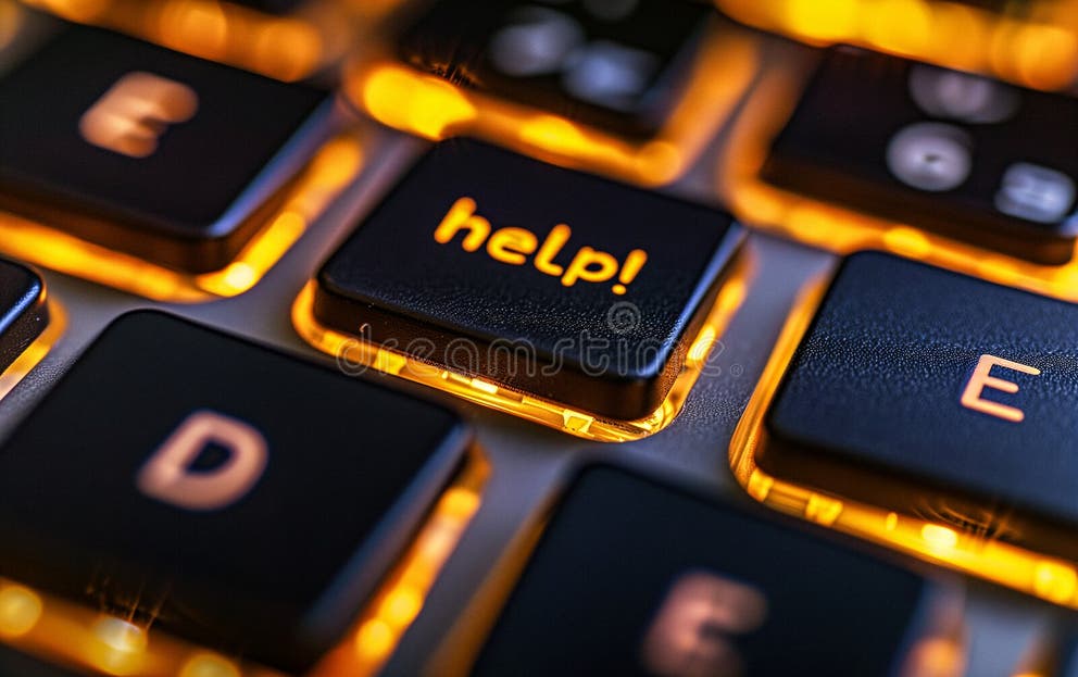 AI-Generated Image: Computer Keyboard with "Help!" Key Stock ...