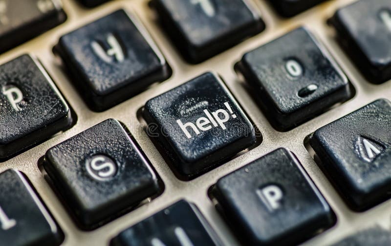 AI-Generated Image: Computer Keyboard with "Help!" Key Stock ...