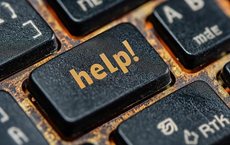 AI-Generated Image: Computer Keyboard with "Help!" Key Stock ...