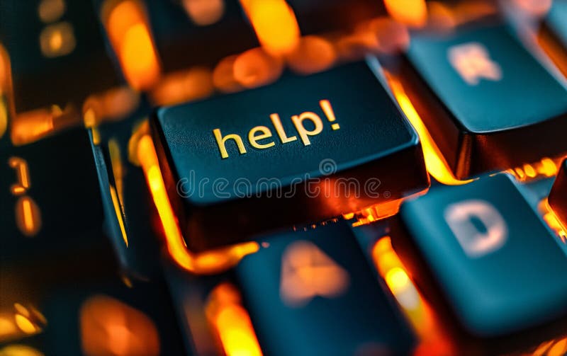 AI-Generated Image: Computer Keyboard with "Help!" Key Stock ...