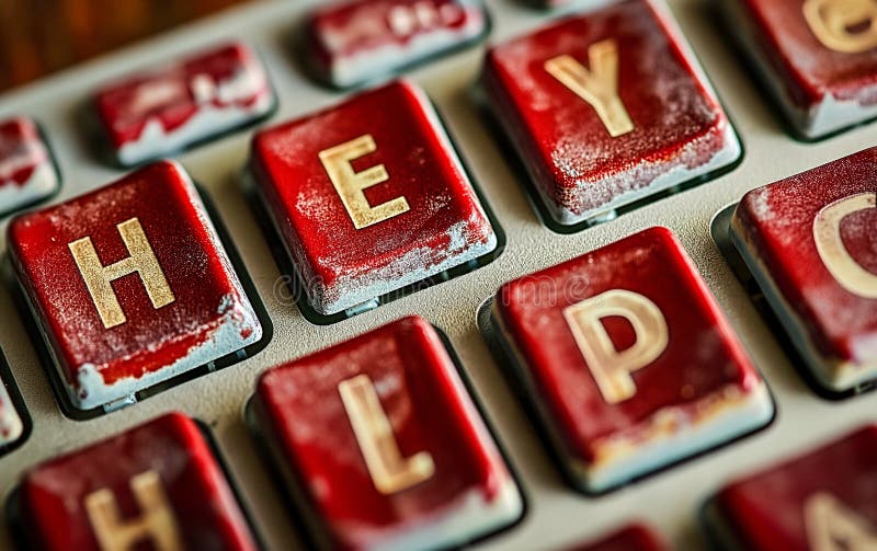 AI-Generated Image: Computer Keyboard with "Help!" Key Stock ...