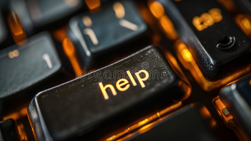 AI-Generated Image: Computer Keyboard with "Help!" Key Stock ...