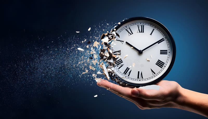 Concept of Passing Away, the Clock Breaks Down into Pieces. Hand ...
