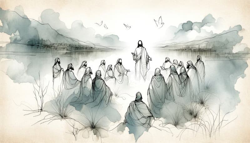 Confession of Peter: Proclamation As Christ. Digital Drawing Stock ...