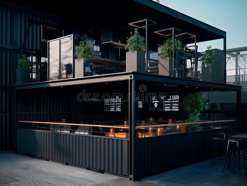 Black Elegant Restaurant Container, Coffee Place Concept Stock ...