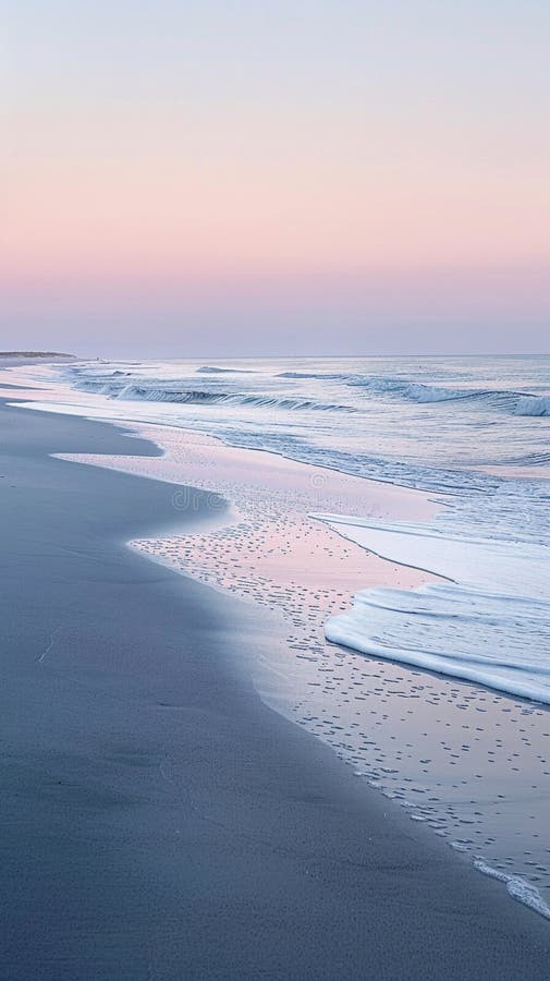 Beach at Dawn: First Light stock illustration. Illustration of ...