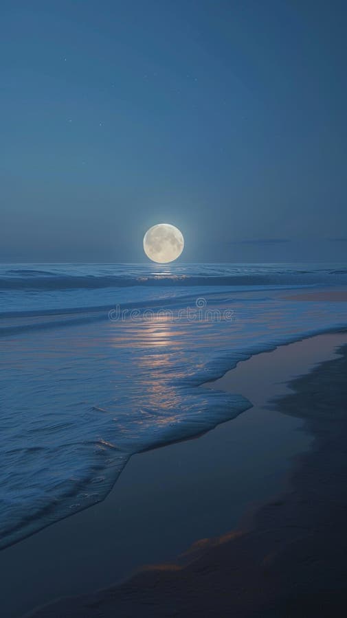 Beach Moonlight Scene stock illustration. Illustration of nature ...