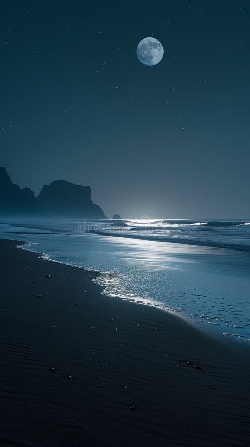 Beach Moonlight Scene stock illustration. Illustration of clear - 329369503