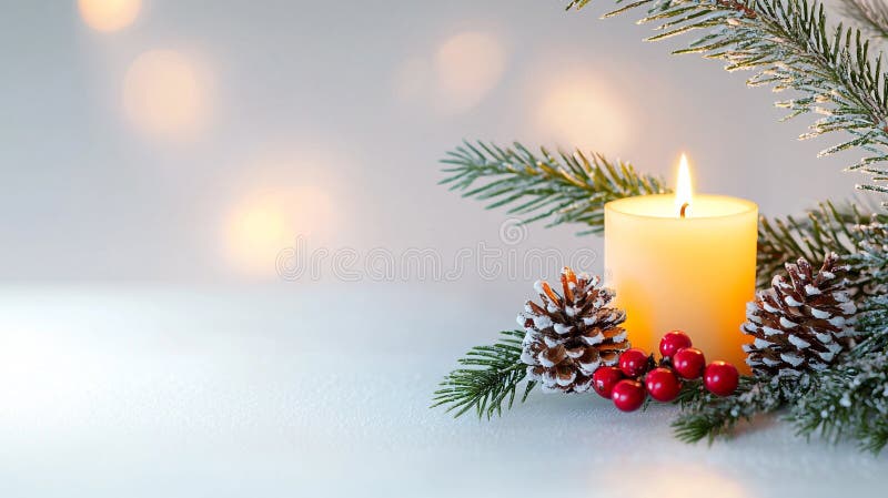 Candle Glowing in Corner with White Copy Space Stock Illustration ...