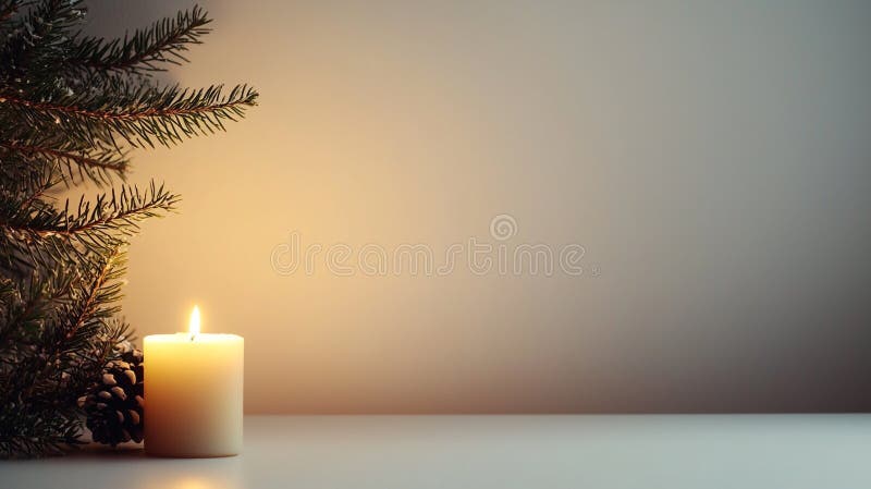 Candle Glowing in Corner with White Copy Space Stock Illustration ...