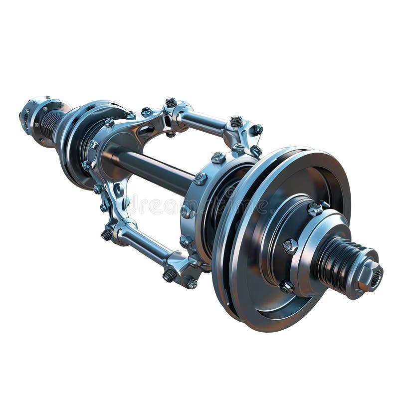 Car Axle Rendered on White Background Stock Illustration - Illustration ...