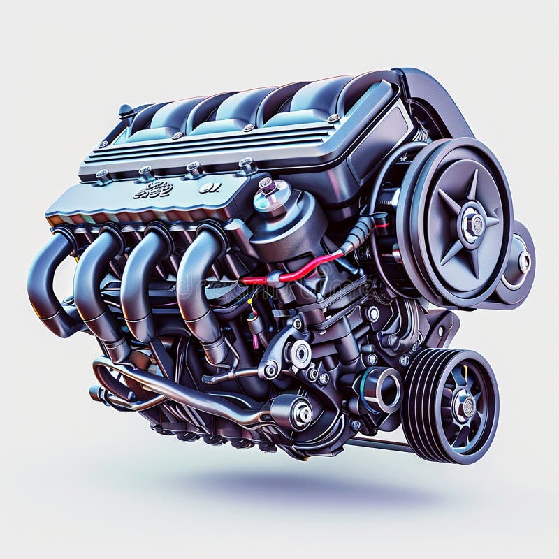3D Icon of a Car Engine on a White Background Stock Illustration ...