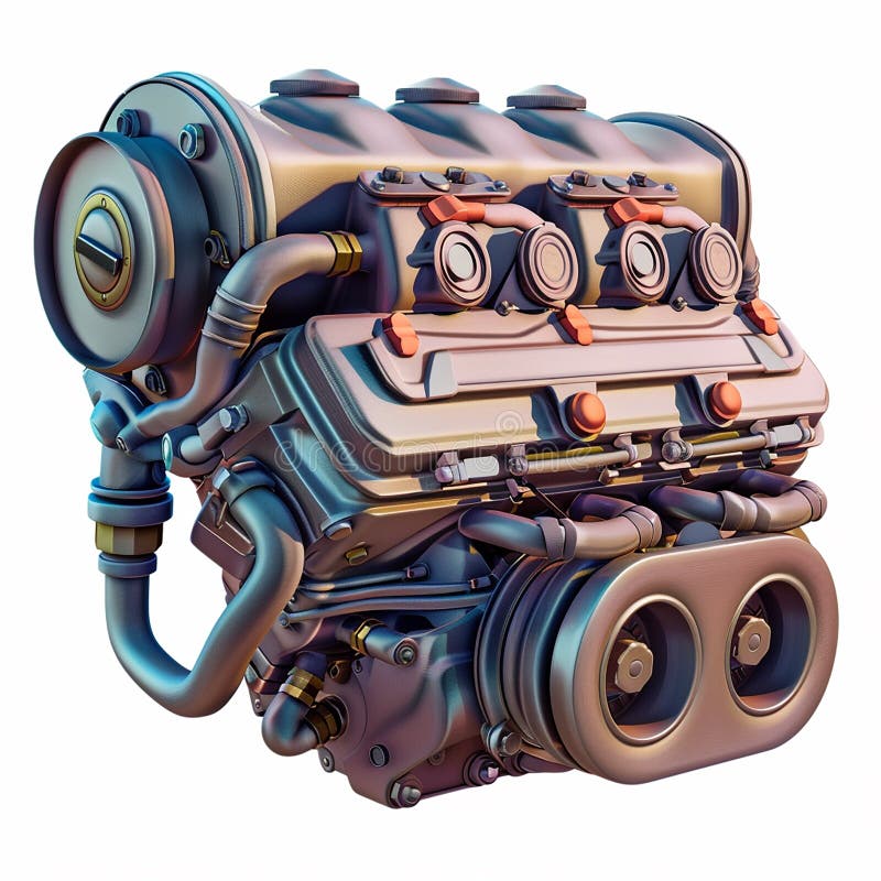 3D Icon of a Car Engine on a White Background Stock Illustration ...