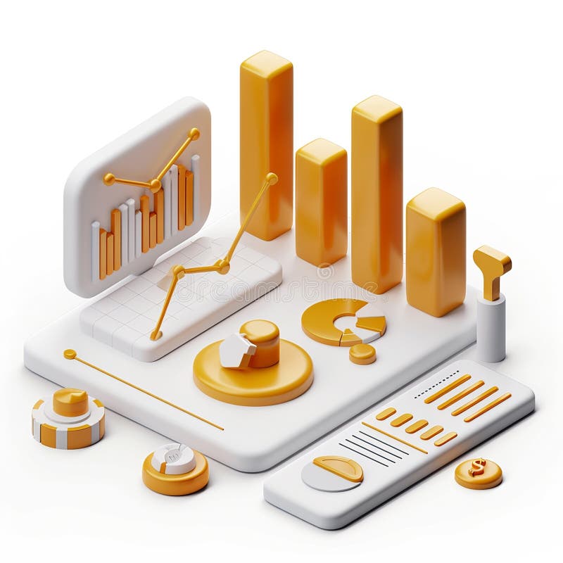 3D Icon Depicting Financial Investment Analysis on a White Background ...