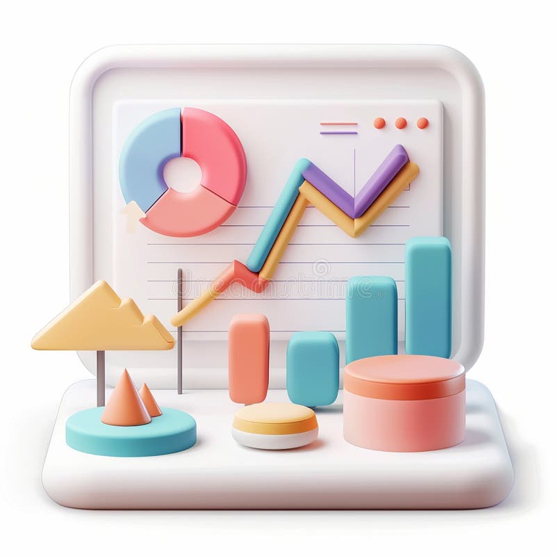 3D Icon Depicting Financial Investment Analysis on a White Background ...