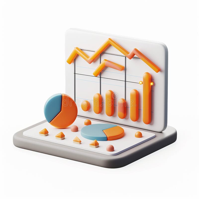 3D Icon Depicting Financial Investment Analysis on a White Background ...