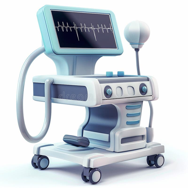 A 3D Icon of a Healthcare Ultrasound Machine with a White Background ...