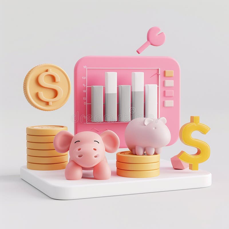 3D Icon Representing Financial Interest Income on a White Background ...