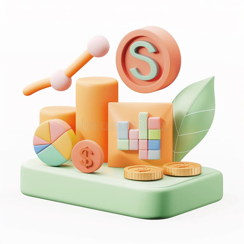 3D Icon Representing Financial Interest Income on a White Background ...