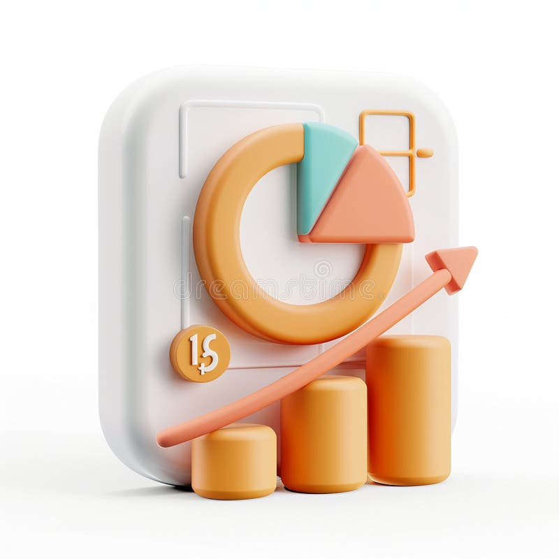 3D Icon Representing Financial Interest Income on a White Background ...
