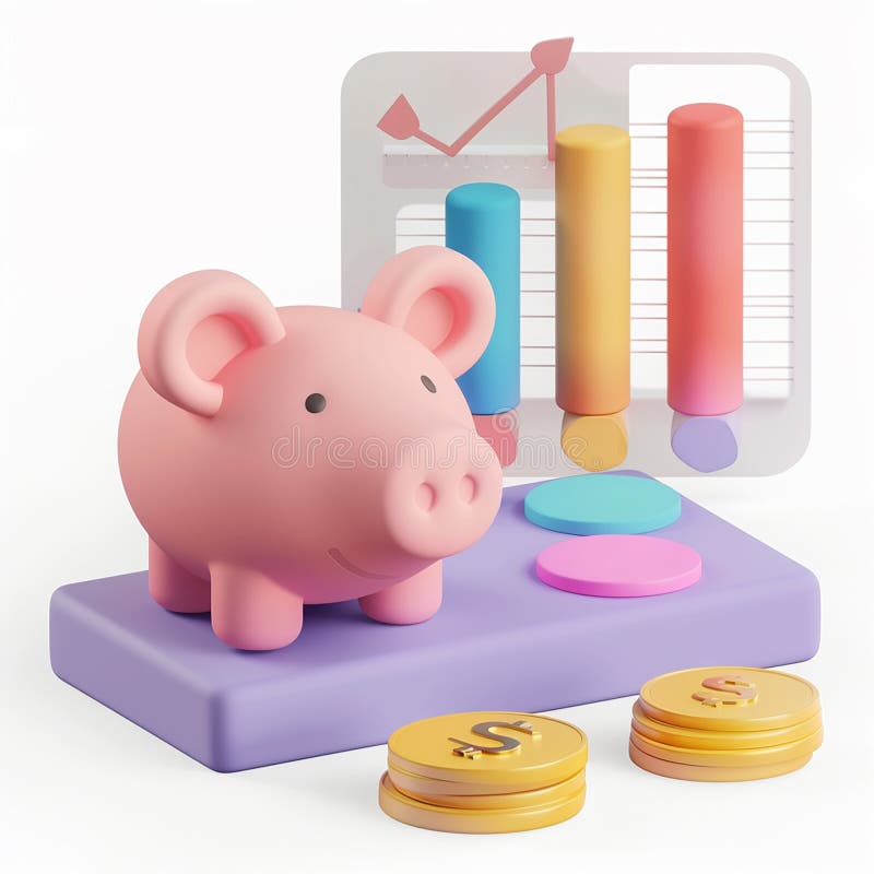 3D Icon Representing Financial Interest Income on a White Background ...