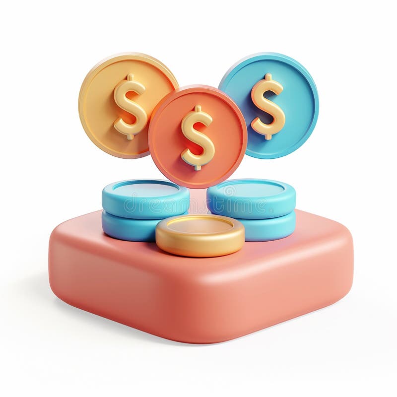 3D Icon Representing Financial Interest Income on a White Background ...