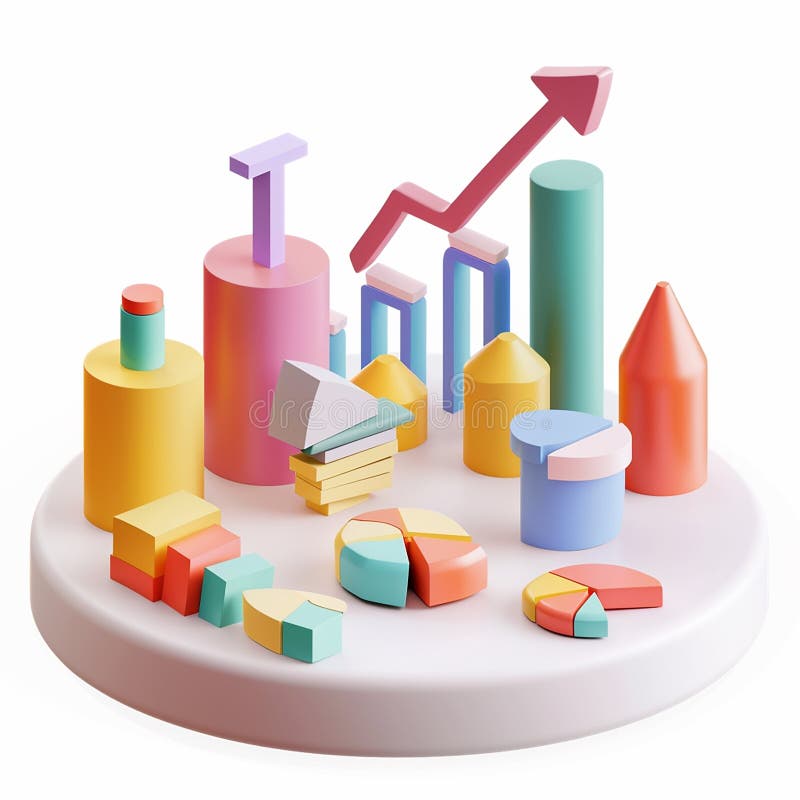 3D Icon Represents Financial Equity Market on White Background Stock ...