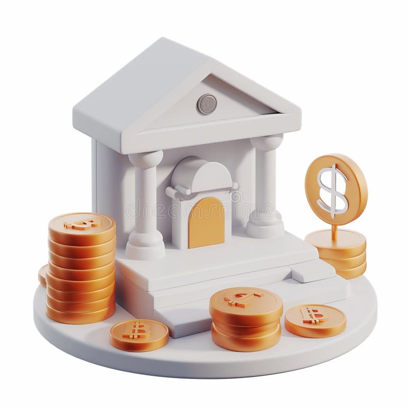 3D Icon Represents Financial Investment Banking on a White Background ...