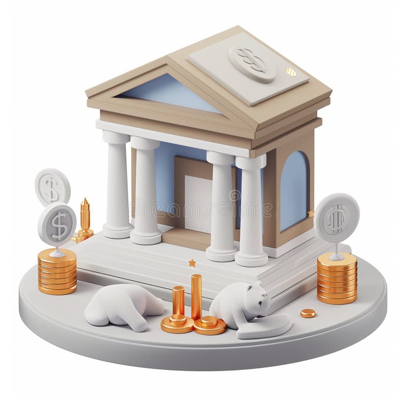 3D Icon Represents Financial Private Banking on White Background Stock ...