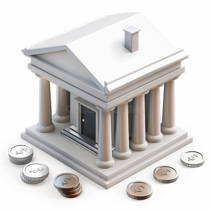 3D Icon Represents Financial Private Banking on White Background Stock ...