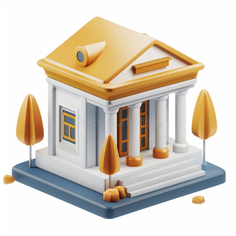 3D Icon Represents Financial Private Banking on White Background Stock ...