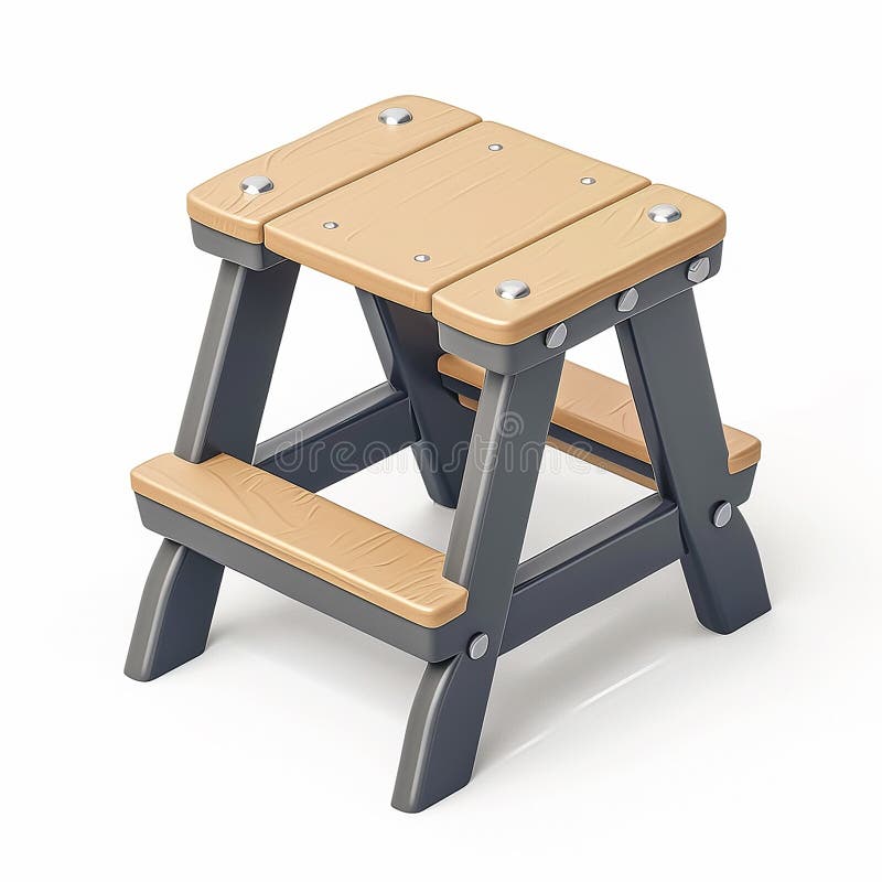 A 3D Icon of a Step Stool with a White Background Stock Illustration ...