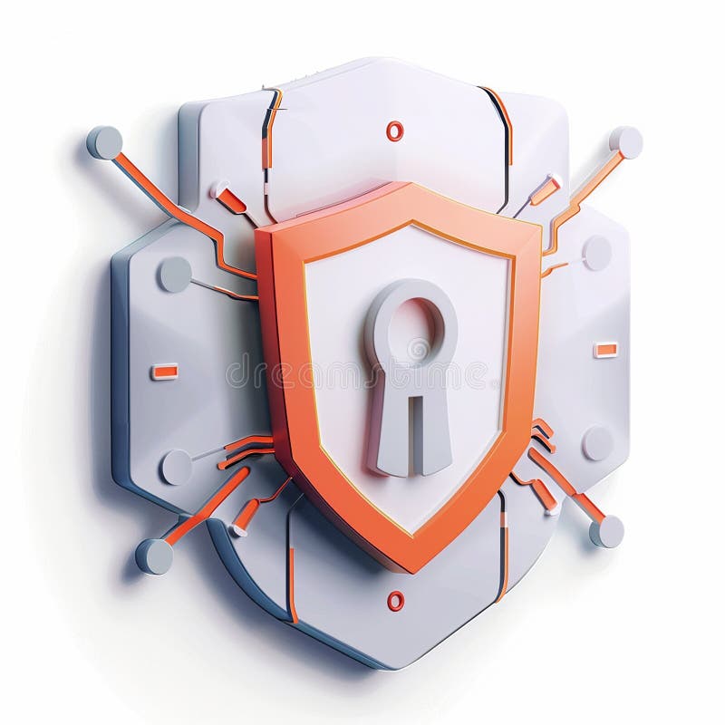 A 3D Icon of a Tech Breakthrough Cybersecurity Shield with a White ...