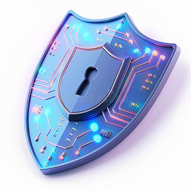 A 3D Icon of a Tech Breakthrough Cybersecurity Shield with a White ...