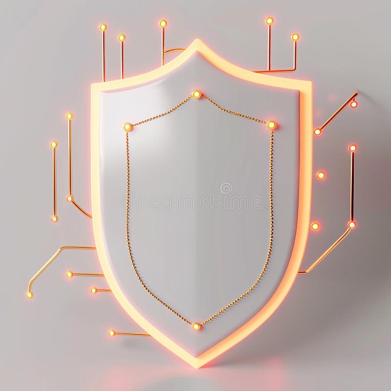 A 3D Icon of a Tech Breakthrough Cybersecurity Shield with a White ...