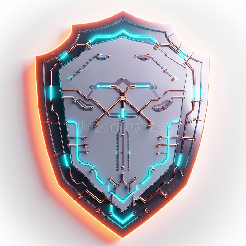 A 3D Icon of a Tech Breakthrough Cybersecurity Shield with a White ...