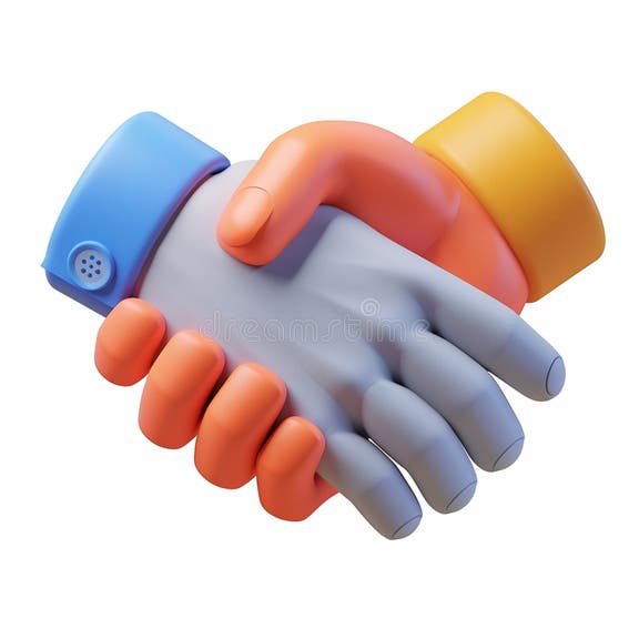 A 3D Icon of a Tech Experiment Tech Merger Handshake with a White ...