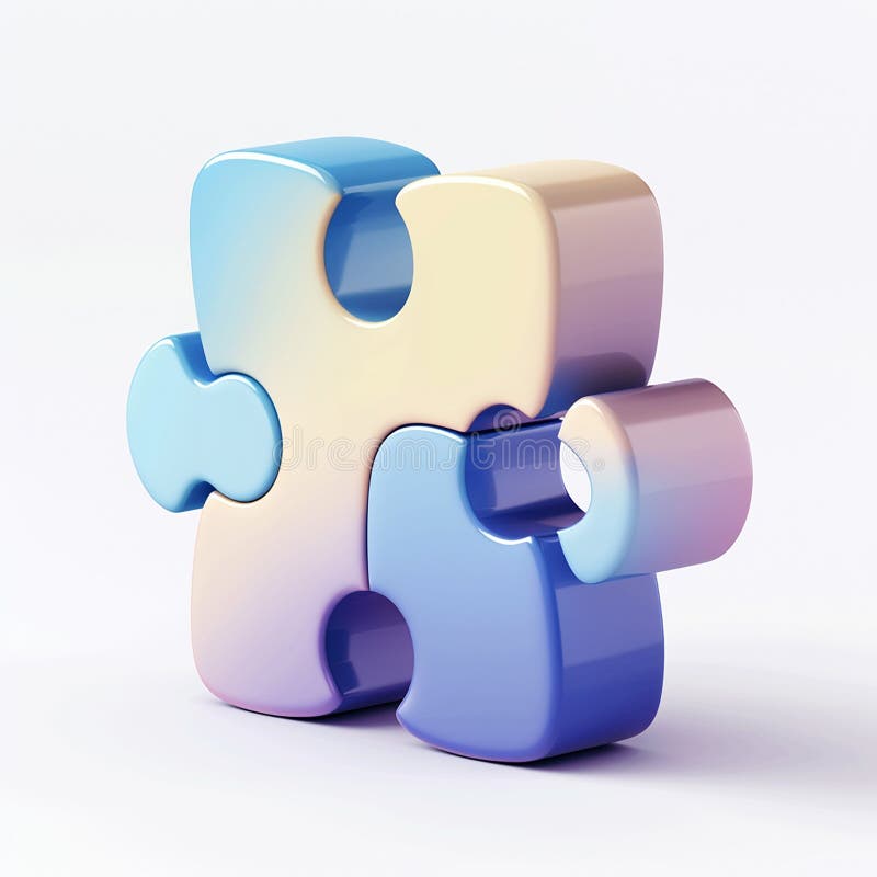 A 3D Icon of a Tech Integration Puzzle Piece with a White Background ...