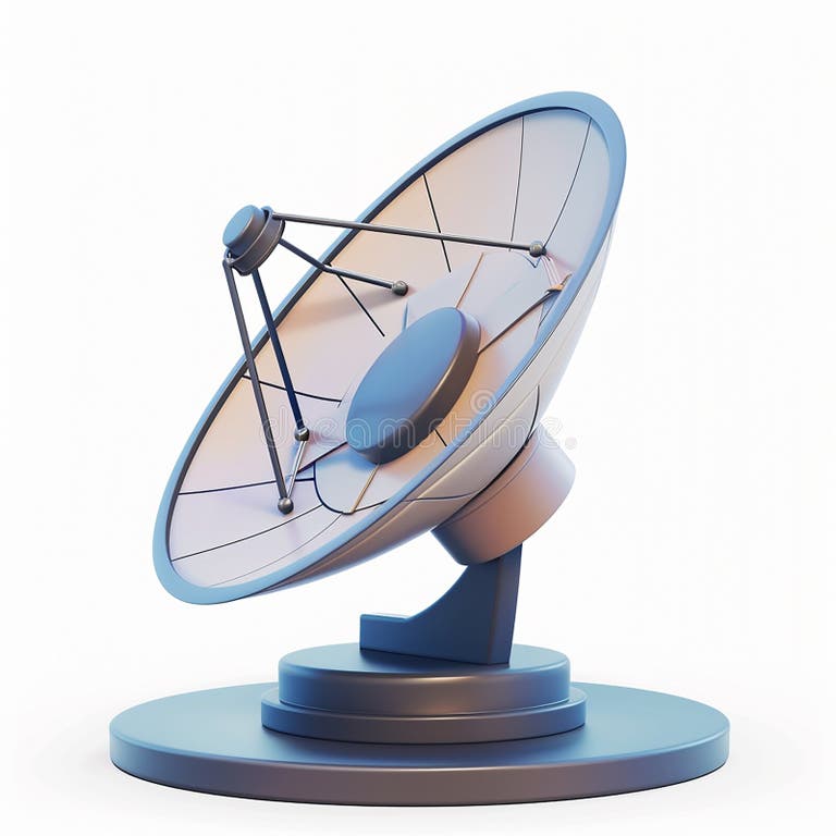 A 3D Icon of a Tech Integration Satellite Communication Dish with a ...