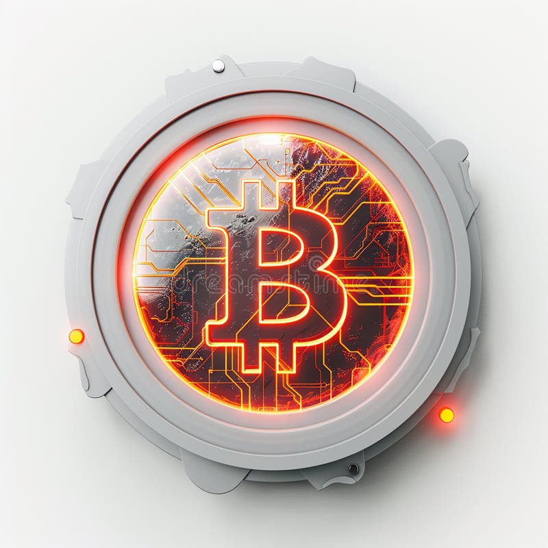 A 3D Icon of a Tech Interface Digital Currency Symbol with a White ...