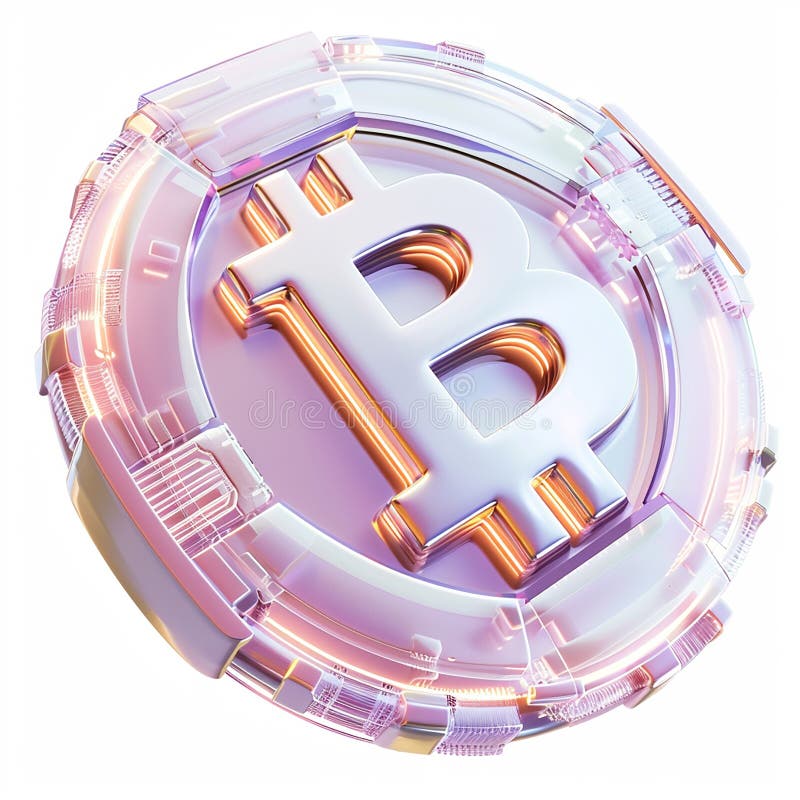 A 3D Icon of a Tech Interface Digital Currency Symbol with a White ...