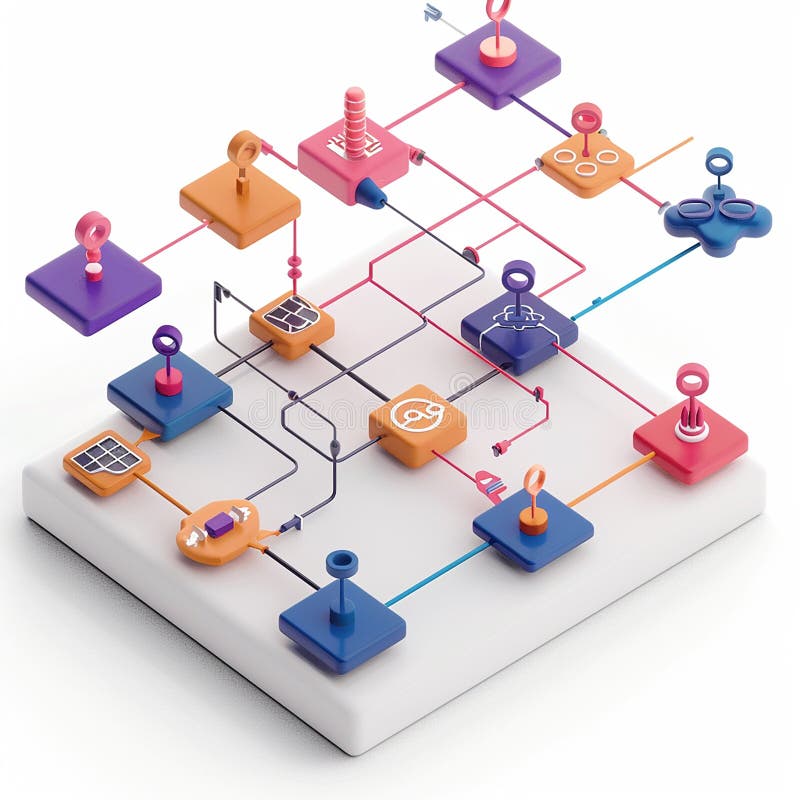A 3D Icon of a Tech Interface Machine Learning Algorithm Flowchart with a White Background Stock ...