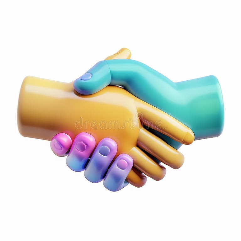 A 3D Icon of a Tech Investment Tech Merger Handshake with a White ...