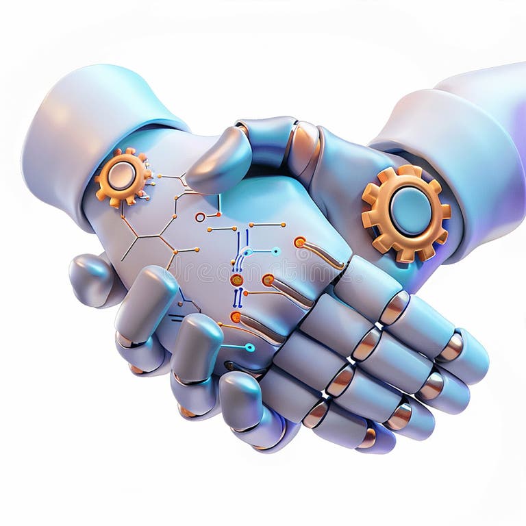 A 3D Icon of a Tech Merger Handshake with a White Background Stock ...