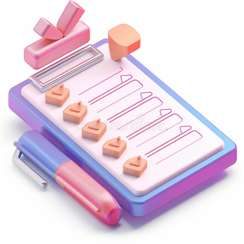 A 3D Icon of a Tech Project Checklist with a White Background Stock ...