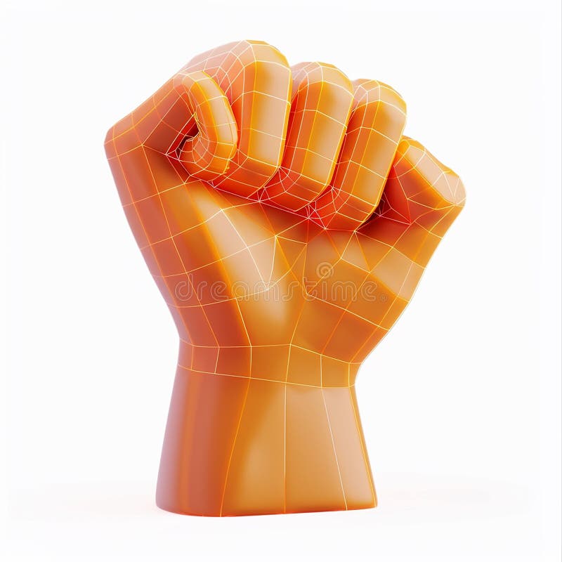 A 3D Icon of a Tech Revolution Fist with a White Background Stock ...