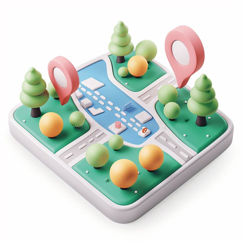 A 3D Icon of a Tech Roadmap Map with a White Background Stock ...