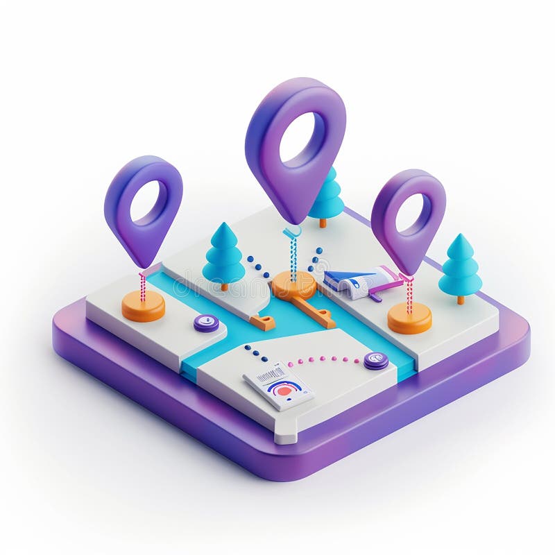 A 3D Icon of a Tech Roadmap Map with a White Background Stock ...